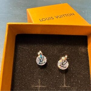 Jewelry | Lv Logo Silver Sparkle Stud Earrings | Poshmark
